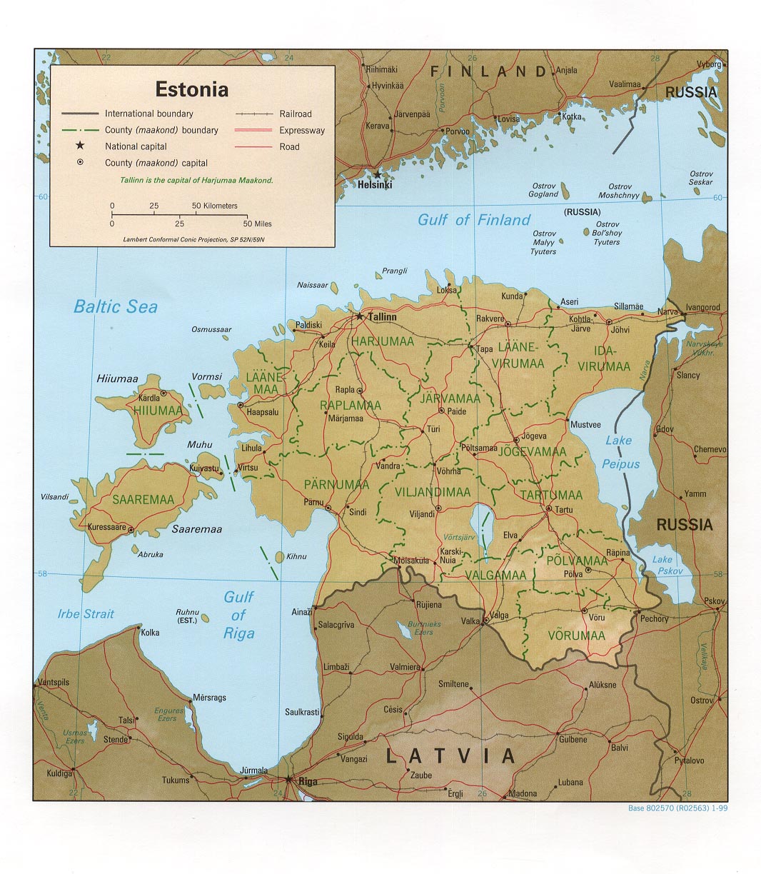 Estonia Map With Mountain Ranges