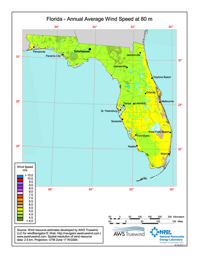 Florida Wind Speed Map